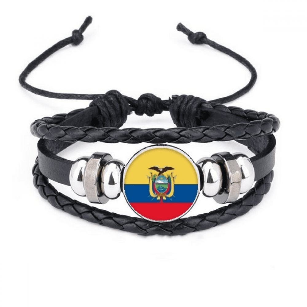 Ecuador National Flag South America Country Bracelet Braided Leather ...