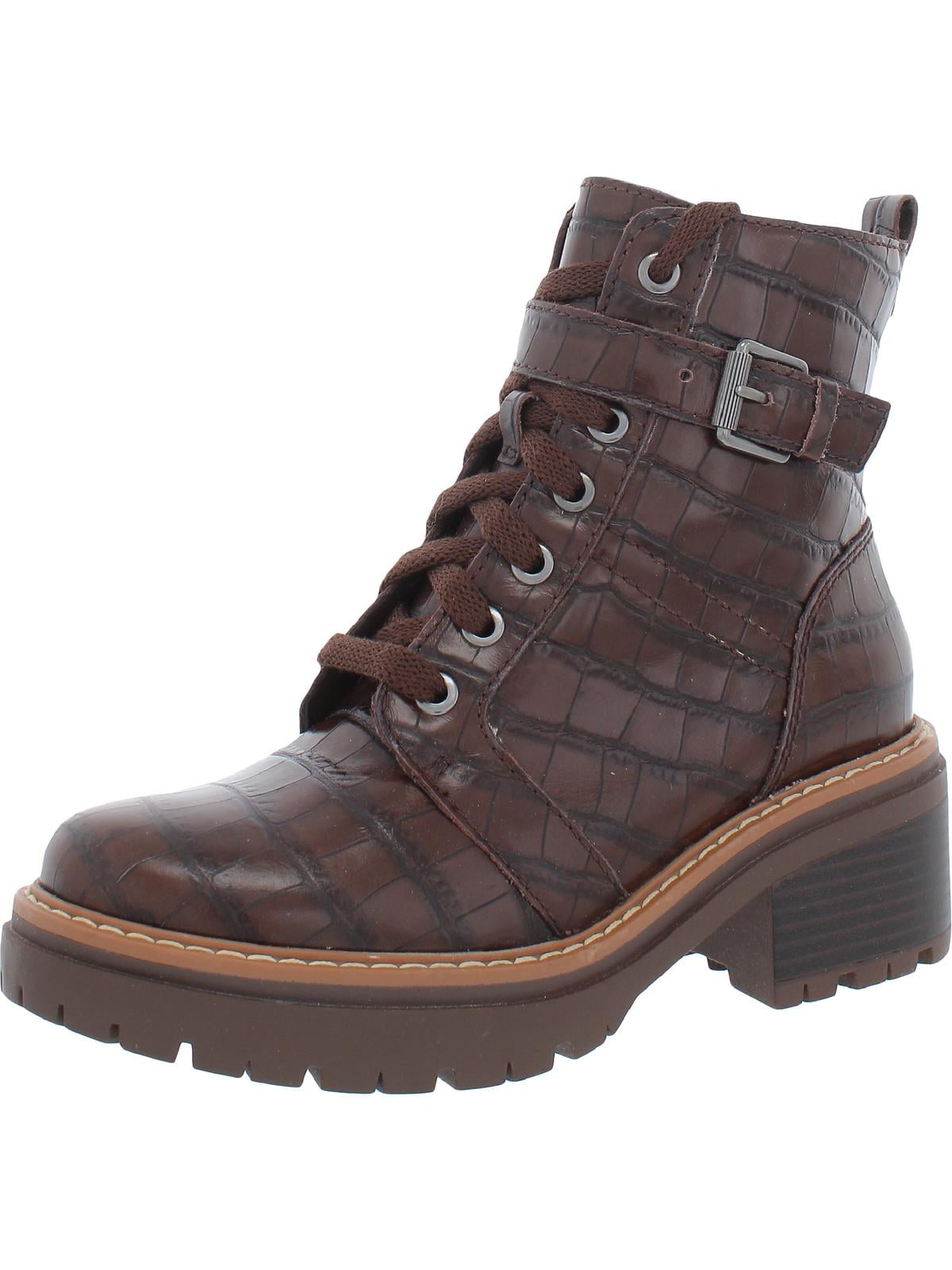 Naturalizer Womens Jac Embossed Ankle Combat & Lace-up Boots - Walmart.com