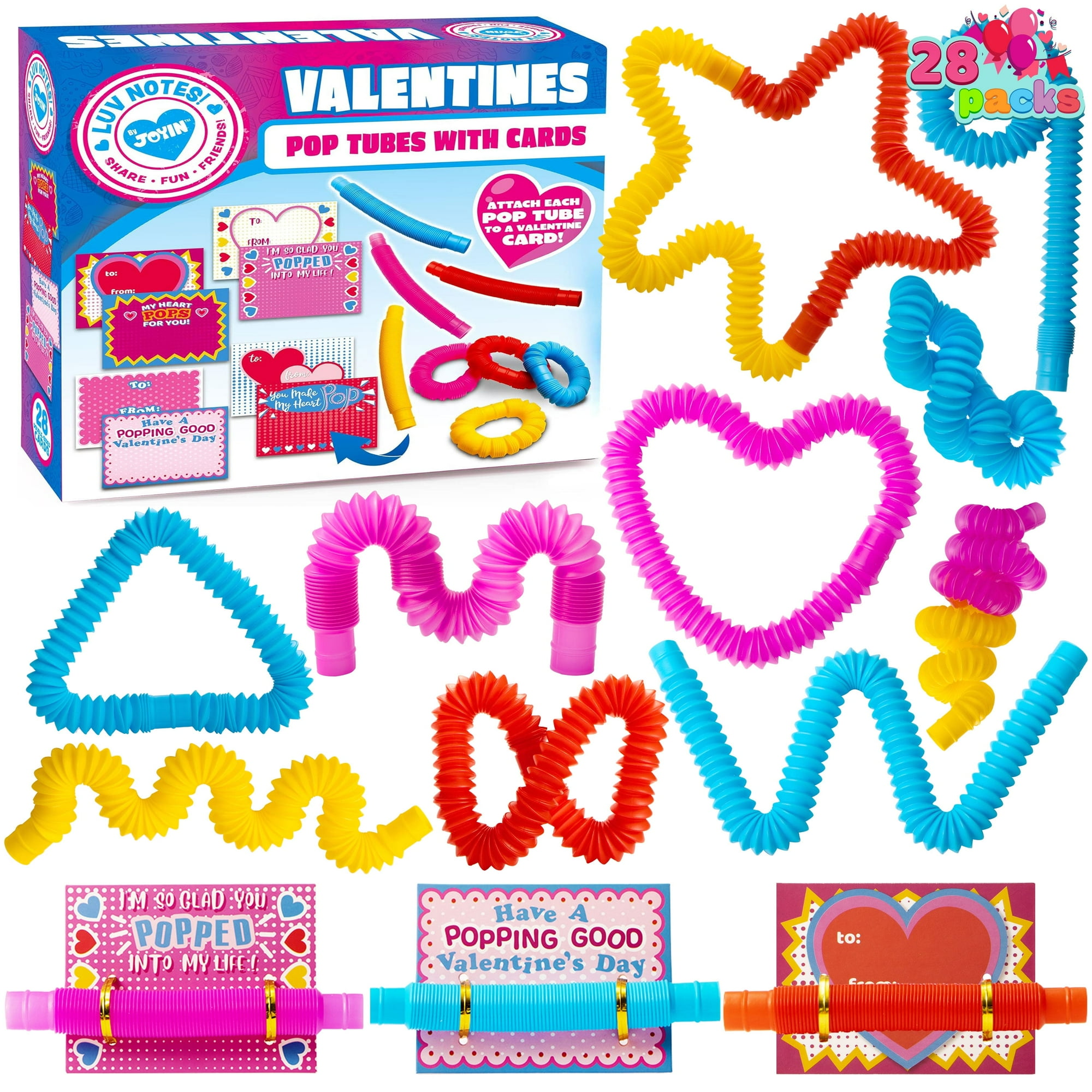 Click here for Joyfy 28 Packs Valentines Cards With Pop Tubes For... prices