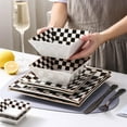 Checker Porcelain Square Dinnerware Set for 4, Dishes Set for 4 with 3. ...