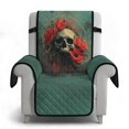 SCRAWLGOD Skull Floral Print Recliner Chair Cover Washable Dust-proof ...