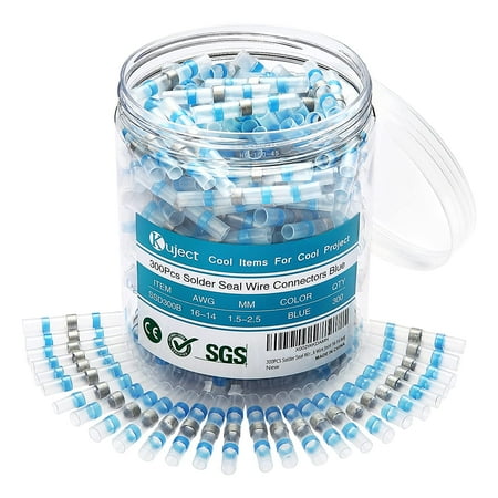 300PCS Blue Solder Seal Wire Connectors, 16-14 Awg Waterproof Self ...