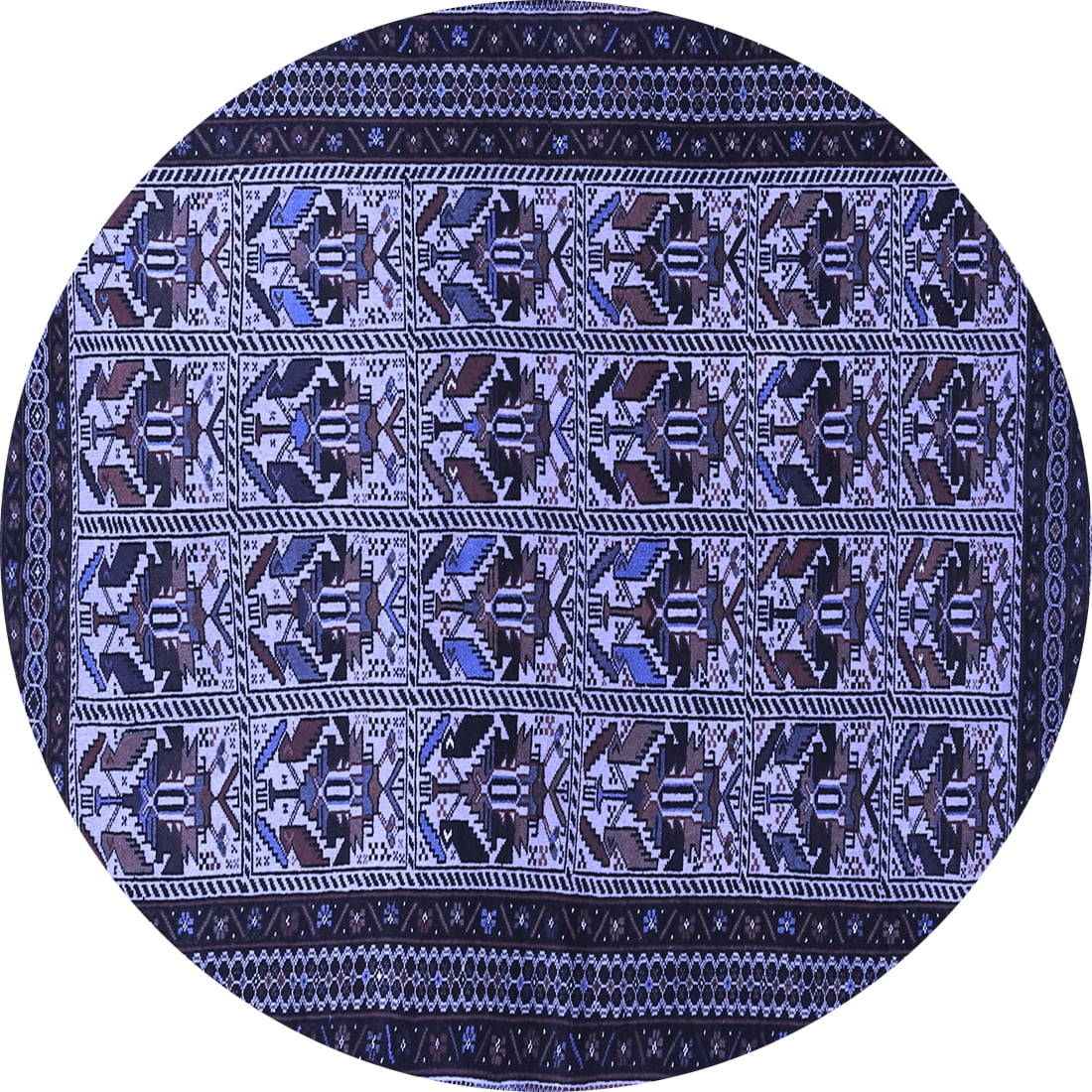 Ahgly Company Indoor Round Persian Blue Traditional Area Rugs, 7' Round ...