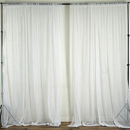 Sheer Chiffon Curtain Panel 58 Inch Wide Window Treatment White ...