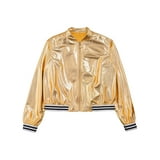 MSemis Kids Girls Metallic Bomber Jacket Coat Gold 16 - Walmart.com
