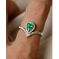 14K White Gold Plated 2Ct Pear Cut Simulated Emerald Women Engagement ...