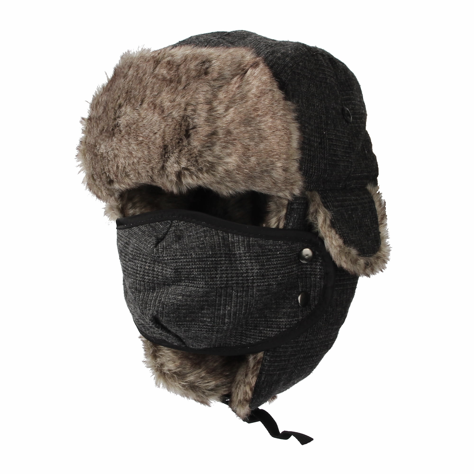 WITHMOONS Russian Hat Winter Plaid Check Trapper Cap Faux Fur CRT1144 ...