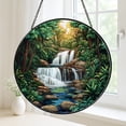 Lush Forest Waterfall Stained Glass Style Suncatcher Window Hanging ...