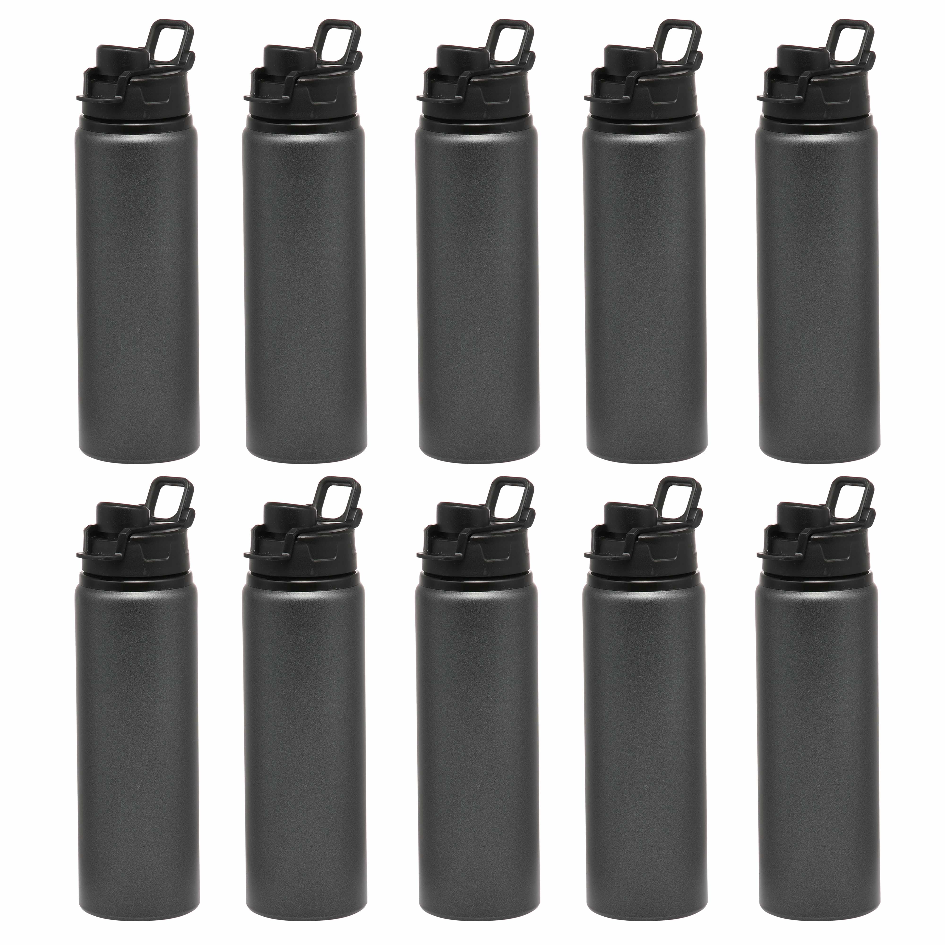Aluminum Water Bottles with Snap Lids 25 oz. Set of 10, Bulk Pack ...