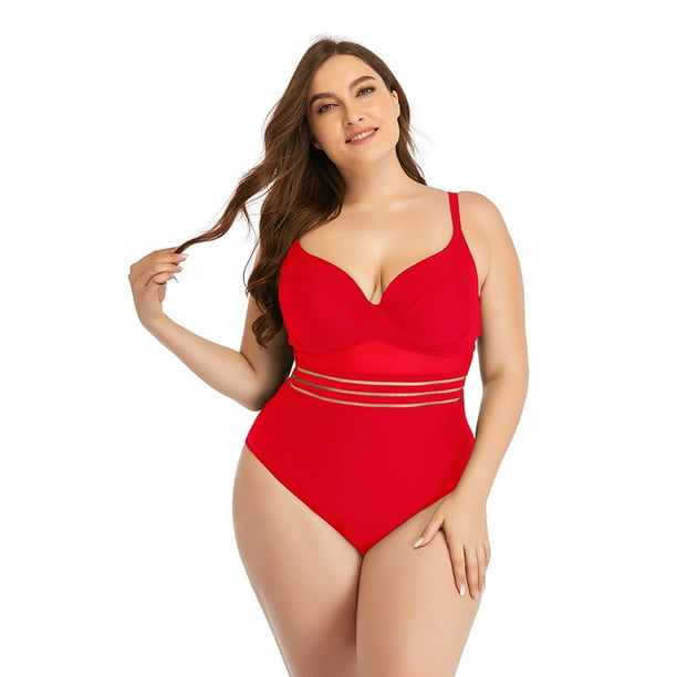 Plus Size Womens One Piece Tummy Control Swimsuit Push Up Ruched