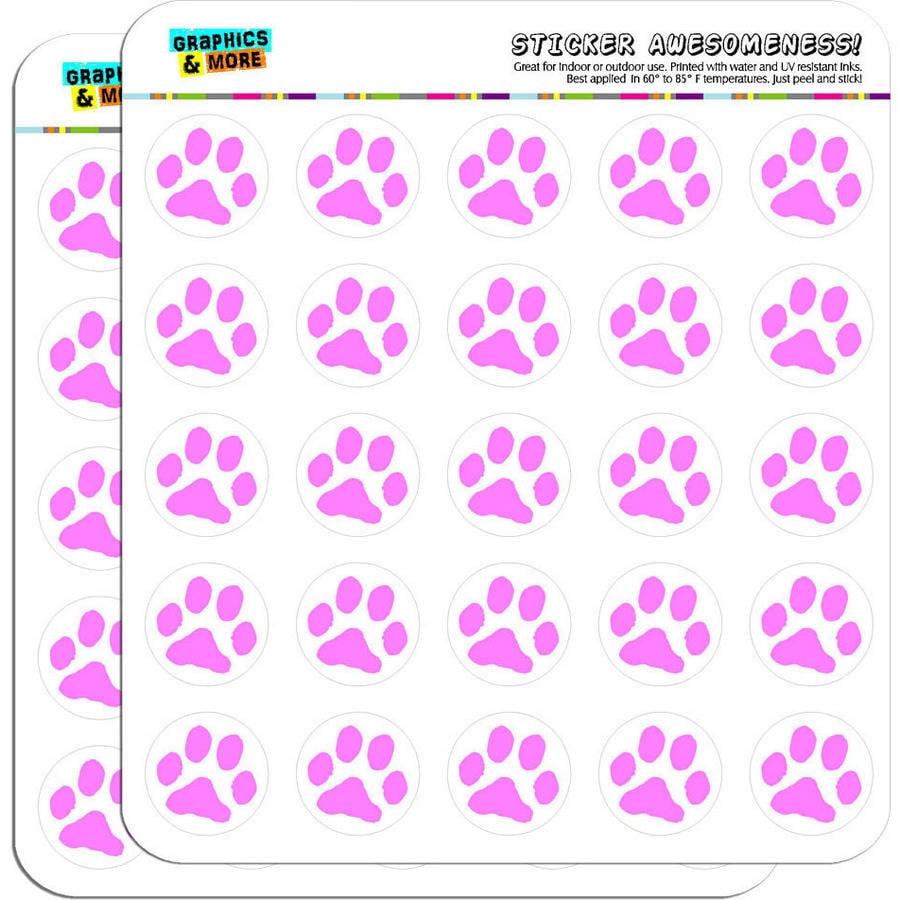 Paw Print Pink 50 1" Planner Calendar Scrapbooking Crafting Stickers ...