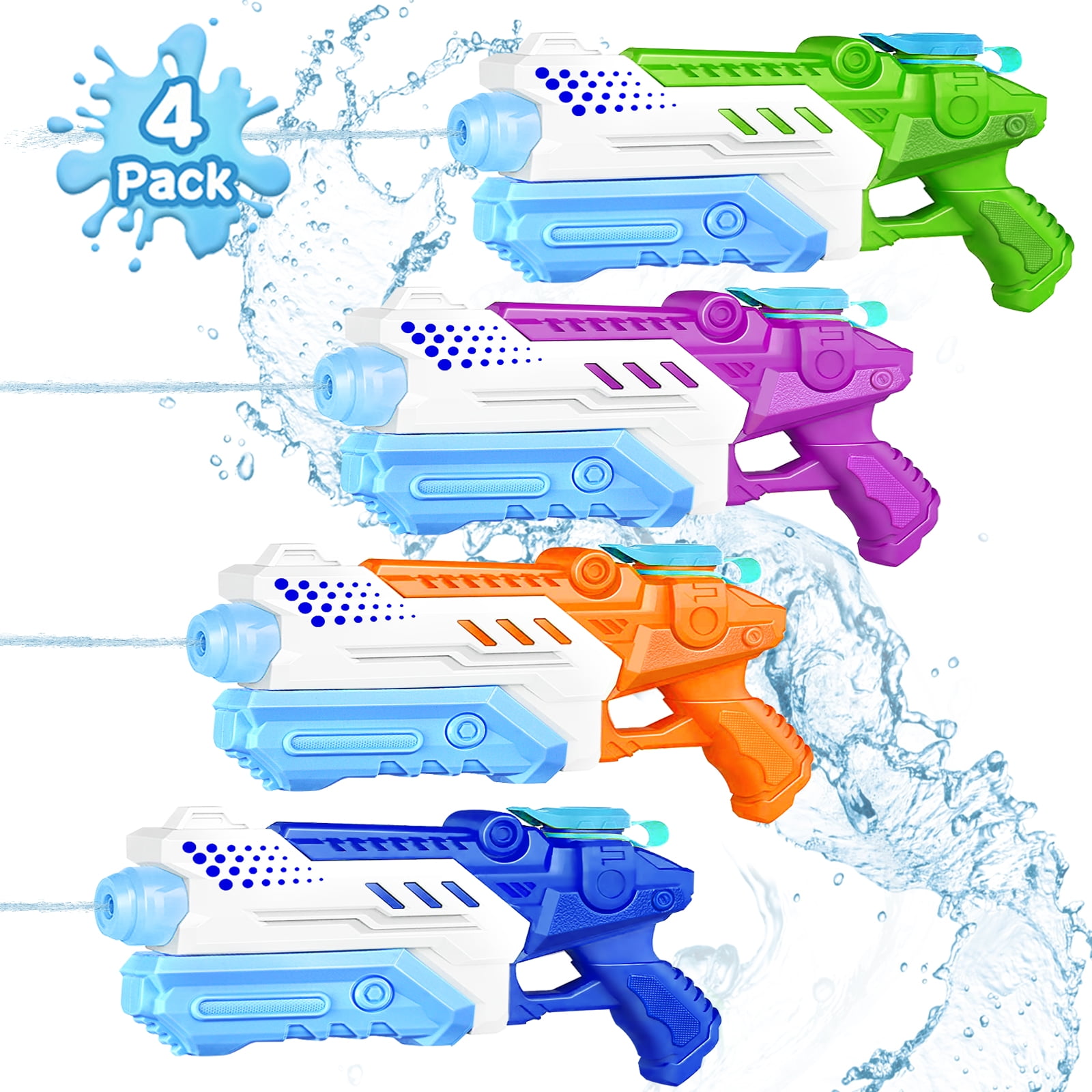 Quanquer 4-Pack Water Guns Party - Super Water Blaster Soaker Squirt ...