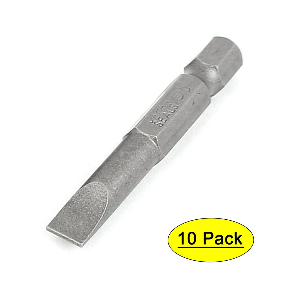6mm Tip Magnetic Slotted Flat Head Screw Driver Bits 10 Pcs - Walmart ...