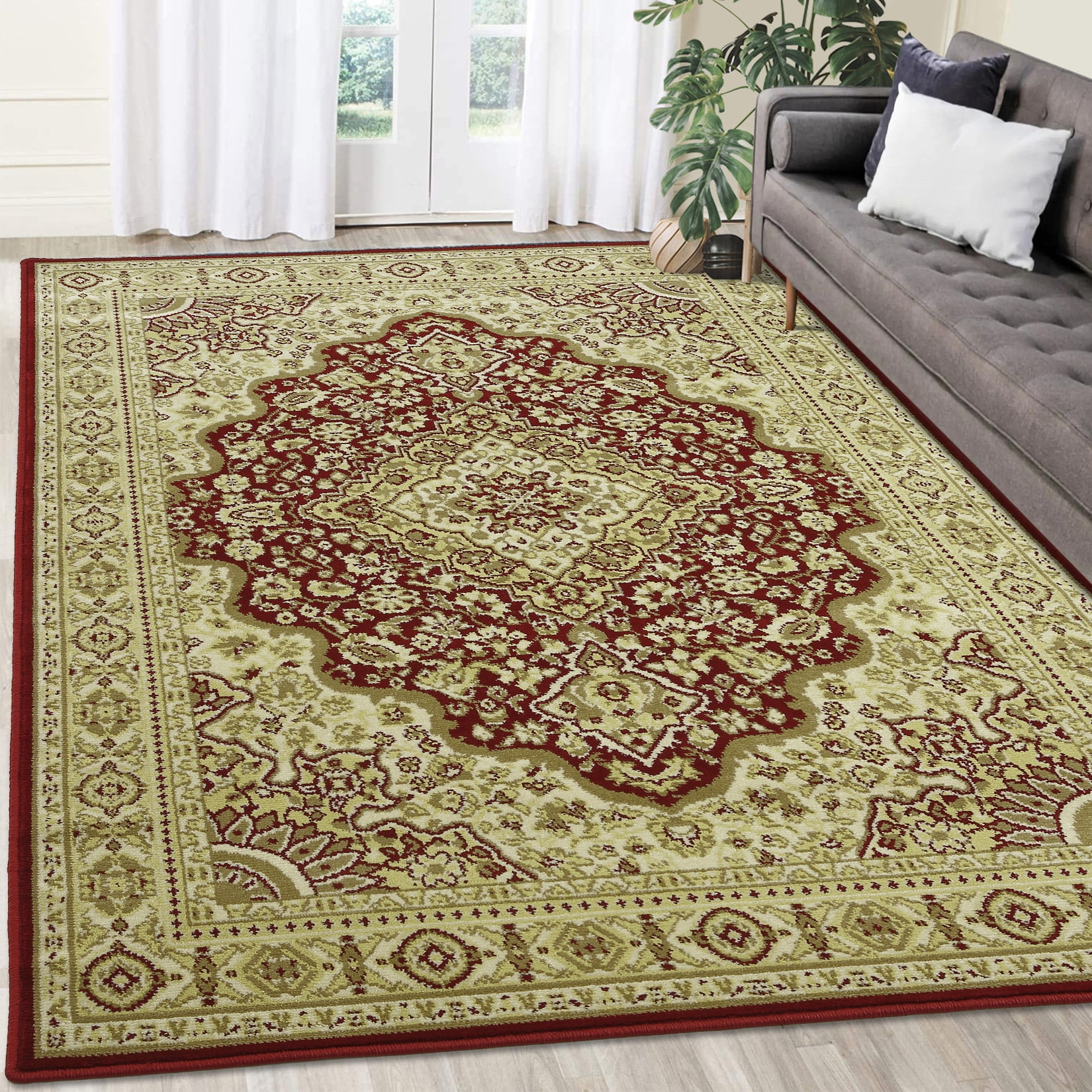 ZACOO 9 x 12 feet Washable Large Carpet Boho Oriental Persian ...