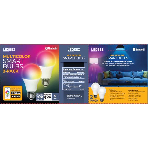 Ledeez 9W Multicolor General Purpose Smart Light Bulbs, Dimmable & App ...