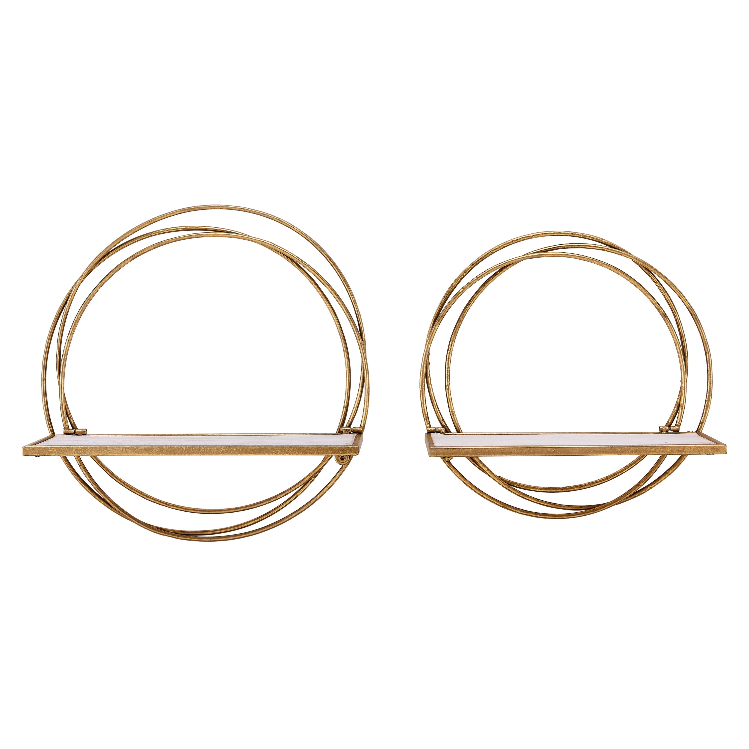 Gold Metal Rings Floating Wall Accent Shelving Set of 2 Shelves ...