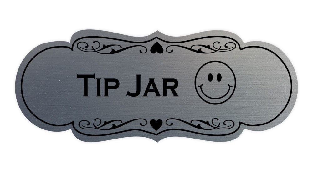 Signs ByLITA Designer Tip Jar (Smiley Face Vector) Sign (Brushed Silver ...