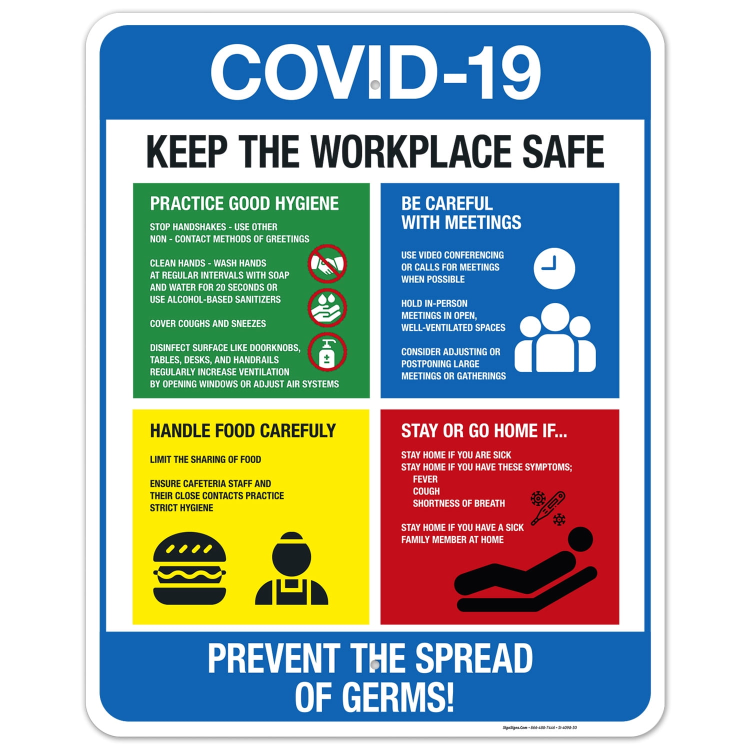 Covid 19 Social Distancing Poster Sign, Business Safety Signs ...