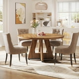 Tribesigns Farmhouse Dining Table for 4 People, 47" Round Wood Dining ...