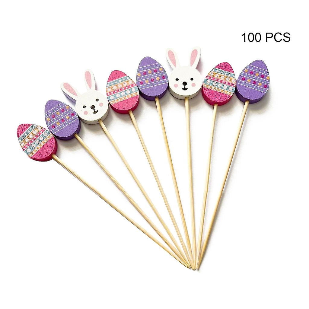 Huevos de conejito 100 piezas / paquete Palitos de frutas en línea Conejo de Pascua de ...