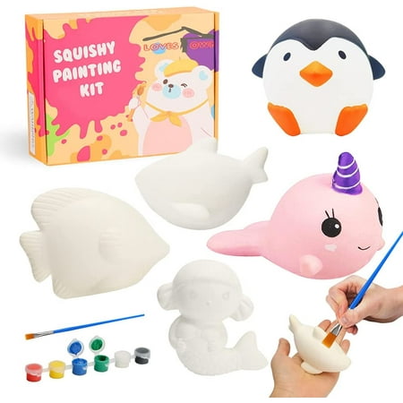 HTOOQ Squishy Making Kit, 5 PCS DIY Squishies Ocean Animal Squishies Slow Rising Jumbo Animal ...