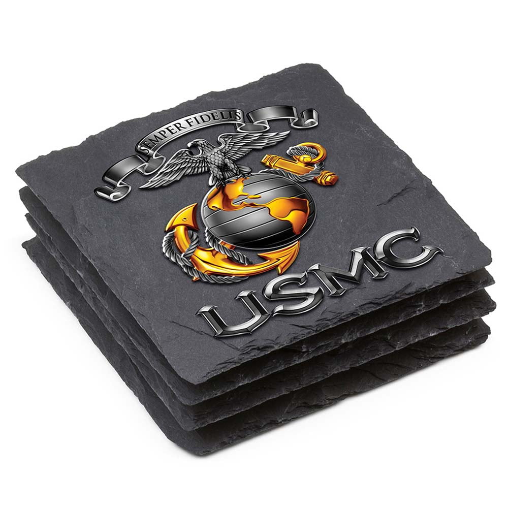 US Marines Natural Stone Coaster- Semper FIideis (Set Of 4) - Walmart.com