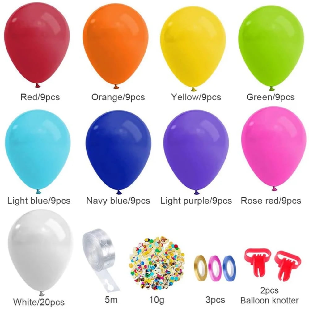 Yansion 100pcs Rainbow Balloons Garland Arch Kit, Assorted Color ...