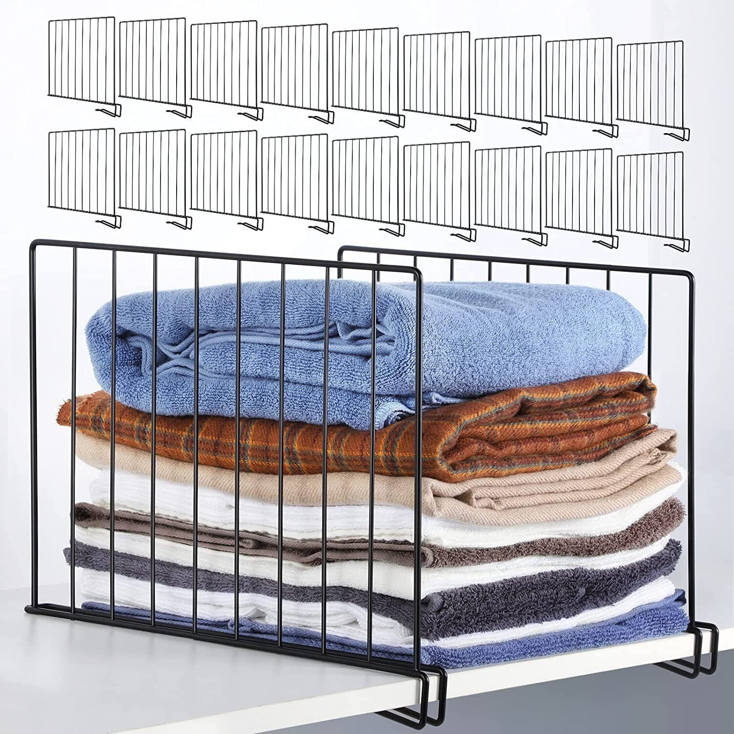Set of 18 Closet Organizer Metal Shelf Dividers Wardrobe Closet ...