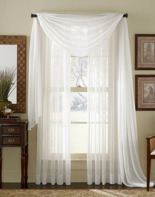 3 Piece Sheer Panel & Scarf Window Treatment Set | Decotex - Walmart.com
