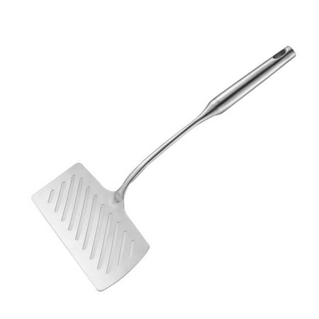 Easy Clean Wide Slotted Fried Fish Beveled Steak Spatula Stainless ...