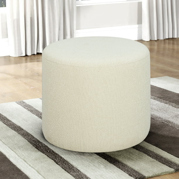 Lifestyle Solutions Warren Round Ottoman, White Fabric - Walmart.com