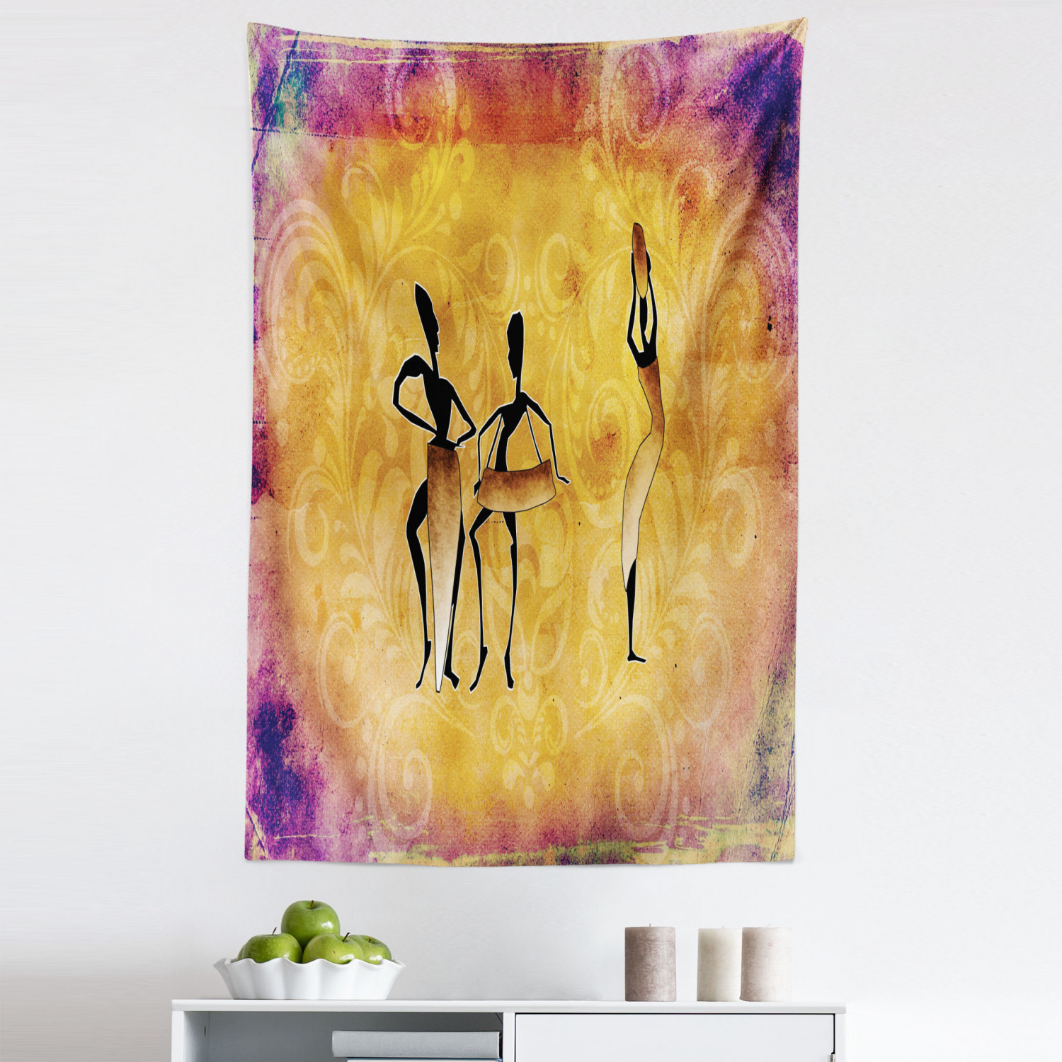 African Tapestry, Native Women Dancing Community Celebrating Folkloric ...