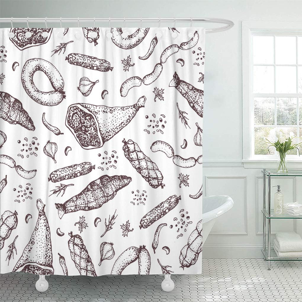 CYNLON Meat Product Spices Seamless Pattern Food Ready Sausage Bacon ...