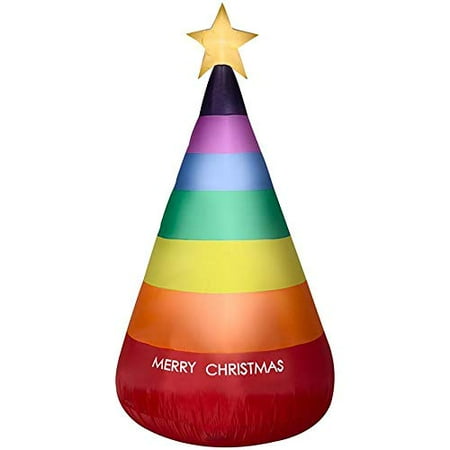Gemmy 7FT Rainbow Lighted Inflatable Christmas Tree Indoor/Outdoor ...