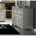 Modern 6pc Bedroom Queen Bed Button-Tufted Headboard Dresser Mirror ...