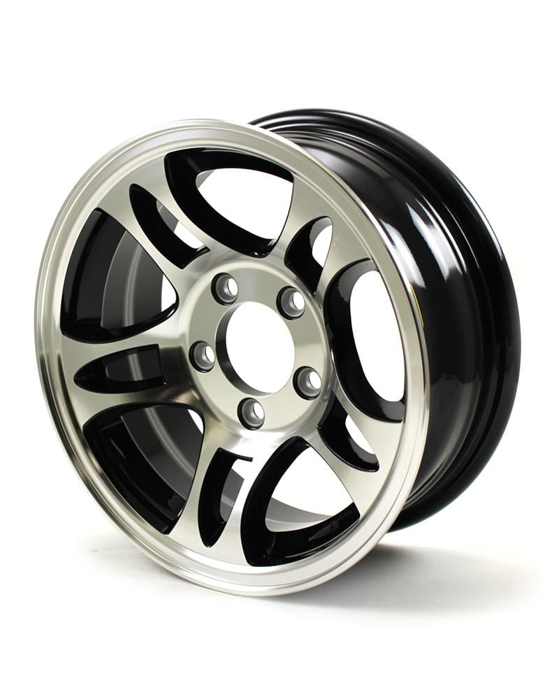 14X5.5 5-Lug on 4.5" Aluminum S5 Trailer Wheel - Black inlay - S545545B ...