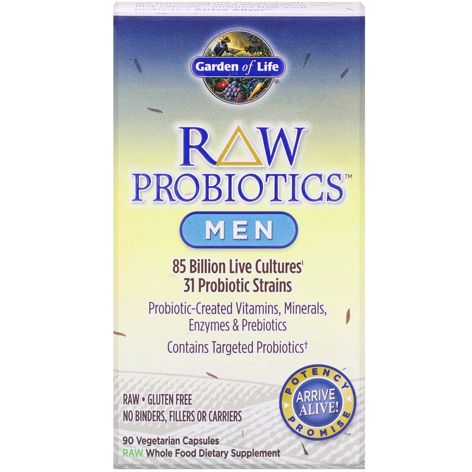 Garden Of Life Raw Probiotics Men 85 Billion Cfu 90 Vegetarian Capsules