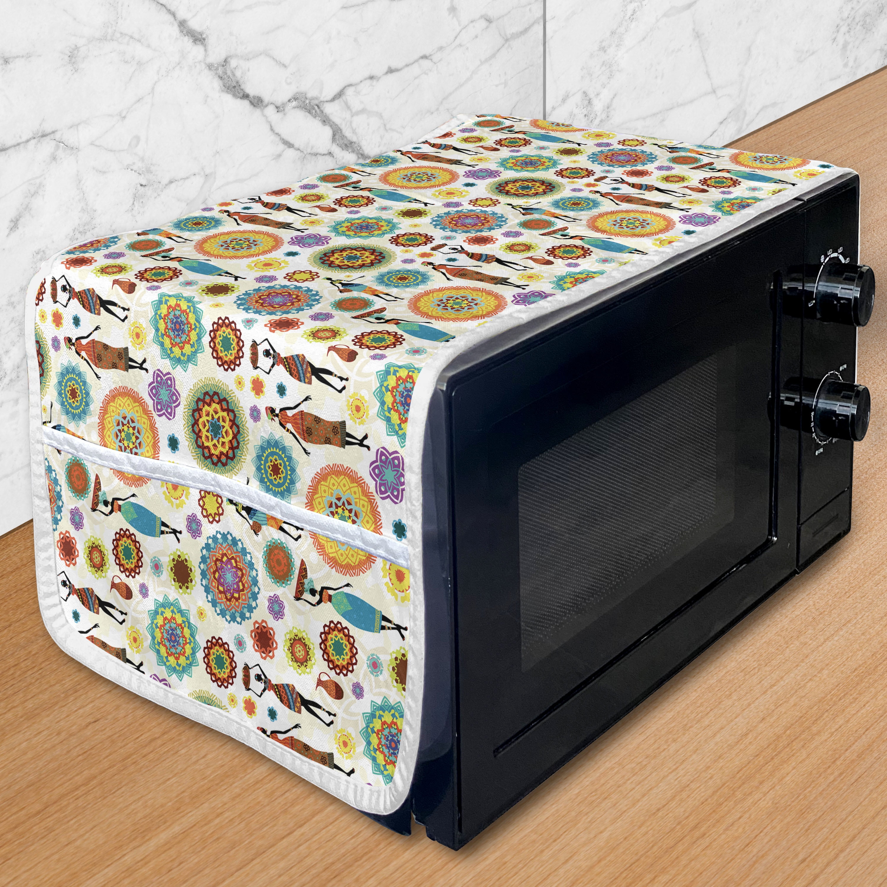 African Woman Microwave Oven Cover, Ethnic Floral Patterns Indigenous ...