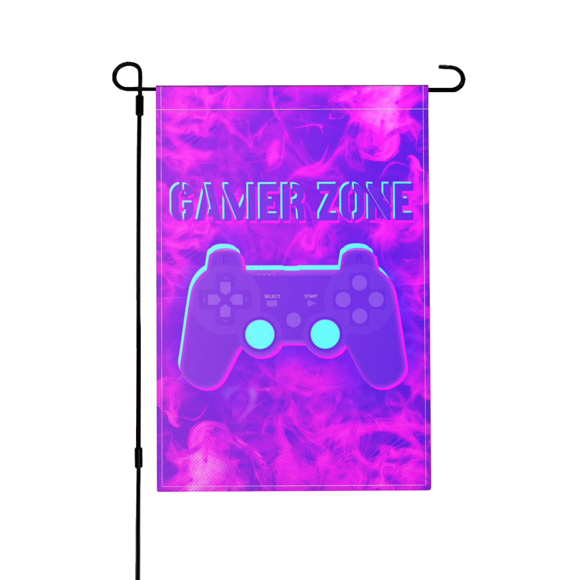 TEQUAN Purple Gamer Zone Gamepad Garden Flags, 18 x 12 inch Double ...