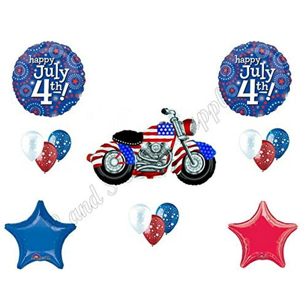 MOTORCYCLE 4TH JULY Party Balloons Decoration Supplies Biker Cookout ...