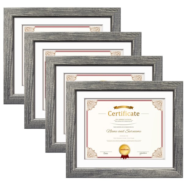 8.5x11 Certificates Frame Set of 4, Rustic Style, Suitable for ...
