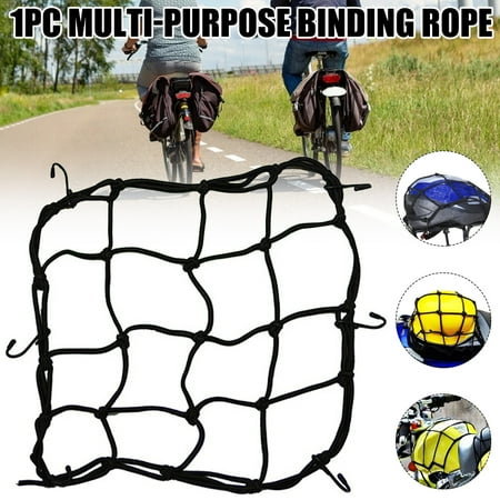 Elasticated Bungee Cargo Luggage Helmet Package Net with 6 Hooks for ...