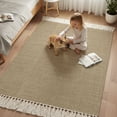 Bedroom Rug Carpet 3'x 5', Beige Washable Floor Carpet with Tassels ...