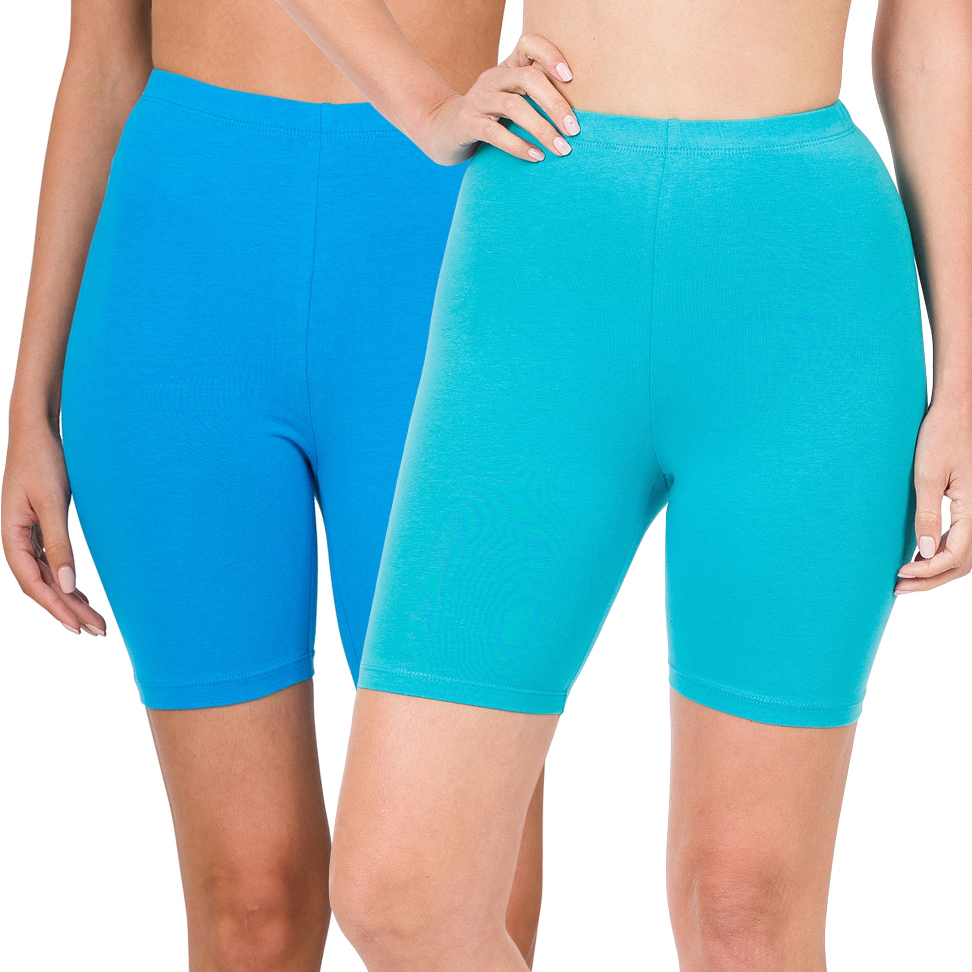 2 Packs of Zenana Womens & Plus Soft Cotton Stretch Mid Thigh Length ...