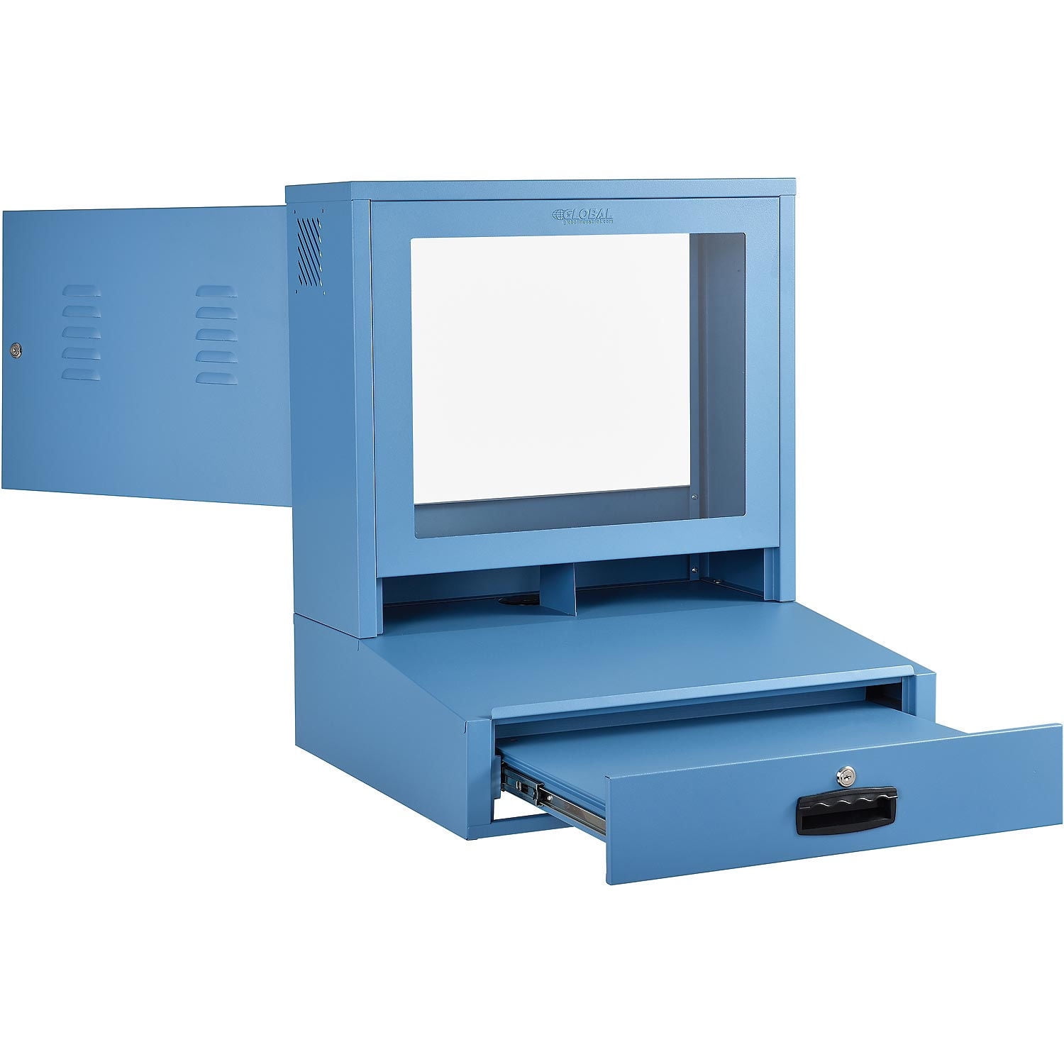 LCD Counter Top Security Computer Cabinet, Blue, 24-1/2"W x 22-1/2"D x ...