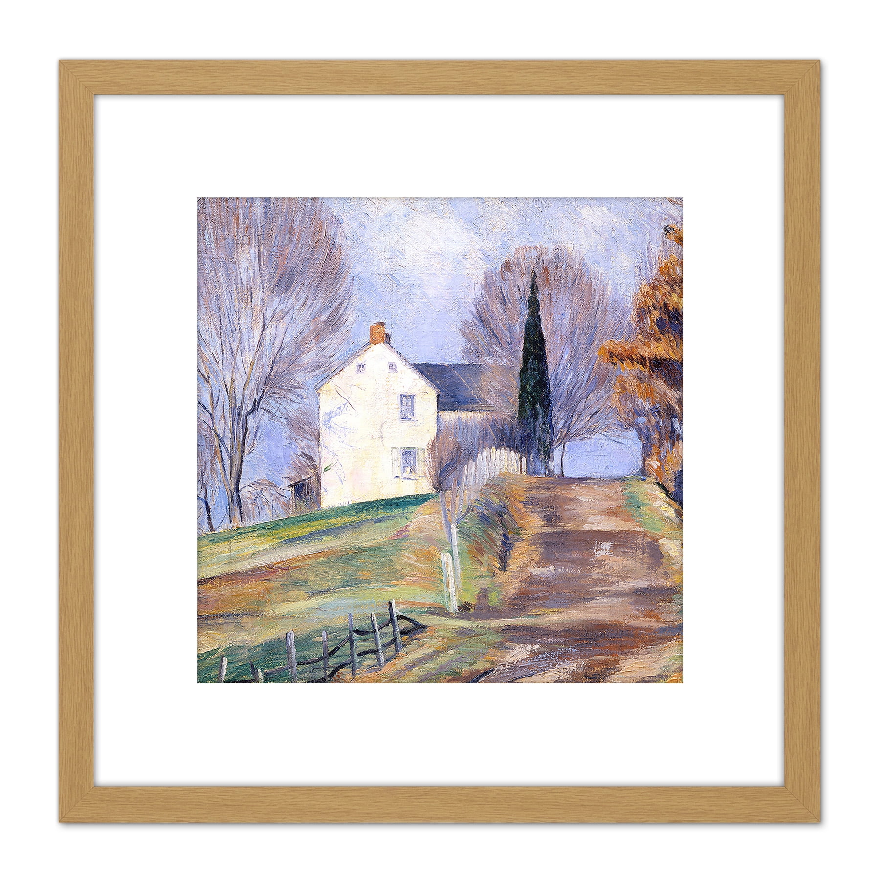 Johnson At The Hills Top Lumberville Painting 8X8 Inch Square Wooden ...