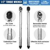 GOXAWEE 1/2-Inch Drive Click Torque Wrench, 24-Tooth Precision Dual ...