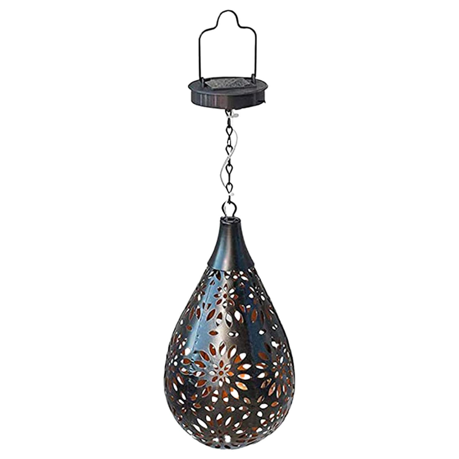 Solar Outdoor Lantern | Water Drop Solar Dangle Lantern Lights | Metal ...