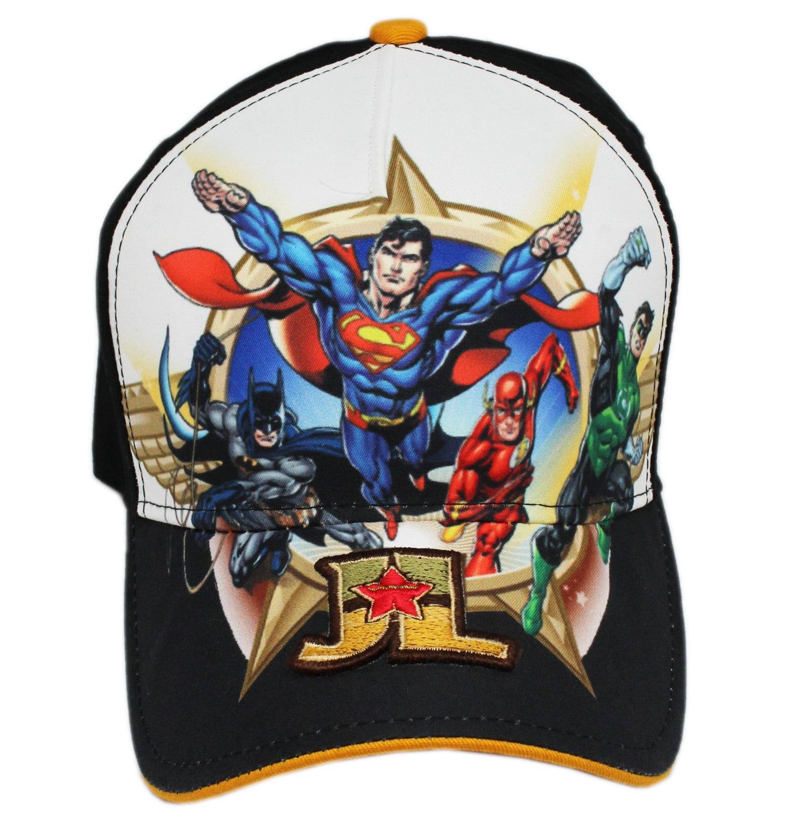 DC Comics Justic League Black White and Orange Colored Velcro Cap ...