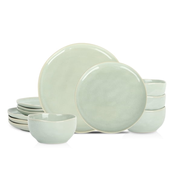 Stone Lain Mirella 12-Piece Dinnerware Set Stoneware, Light Green ...